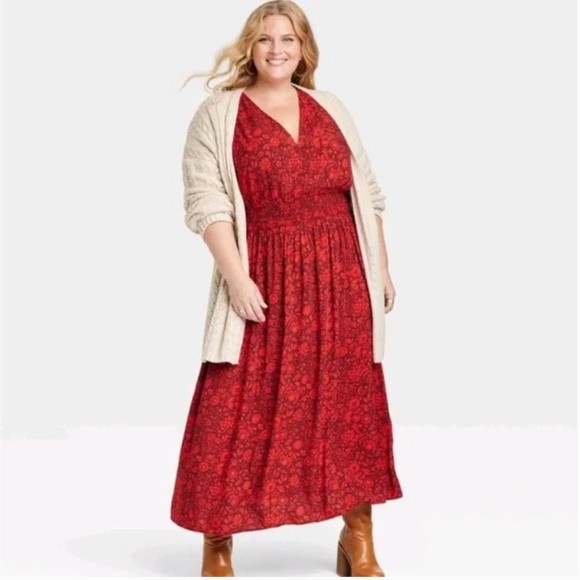 Knox Rose Dresses Nwt Knox Rose Plus Size 4x Red Floral Print Maxi